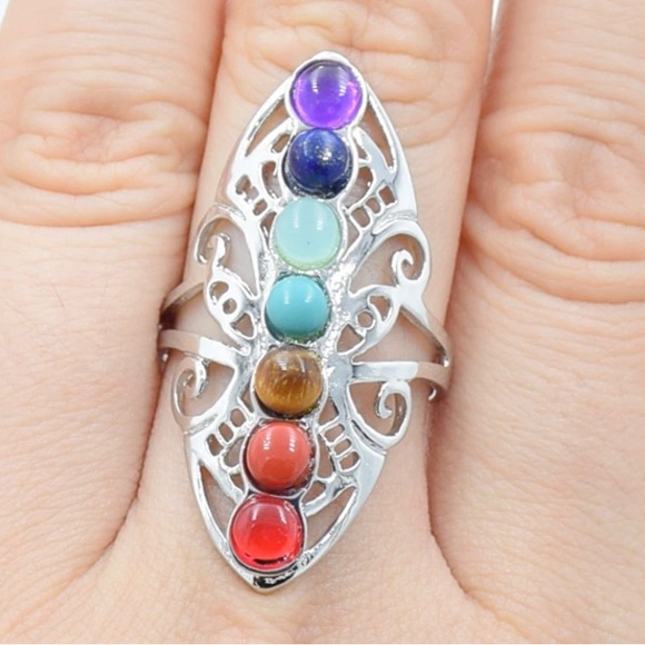 Jewelry | Chakra Vertical Ring Adjustable Jewelry Woman New Heal Guide ...